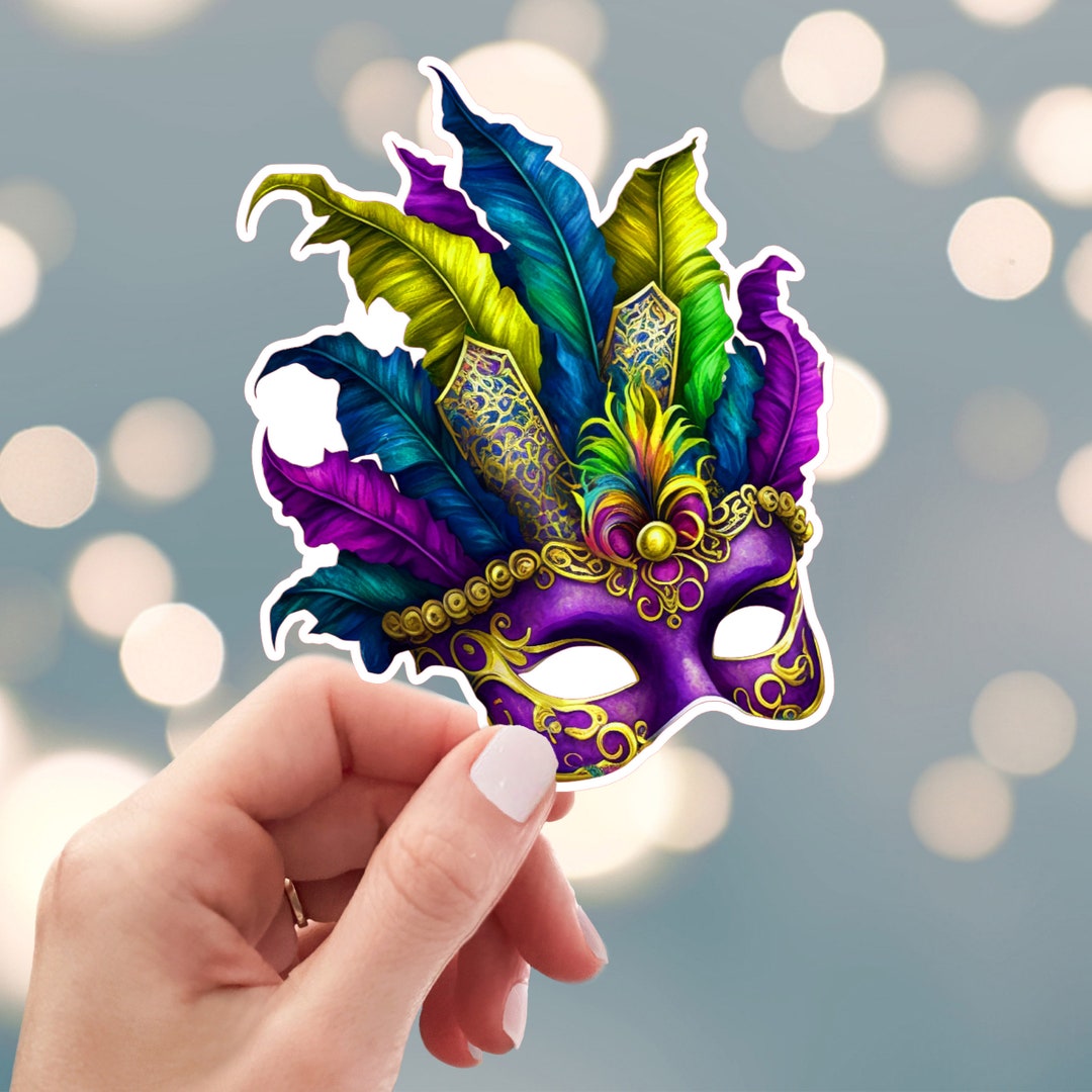 Masquerade Mask Sticker, Mardi Gras Mask Sticker, Mardi Gras Party Mask ...