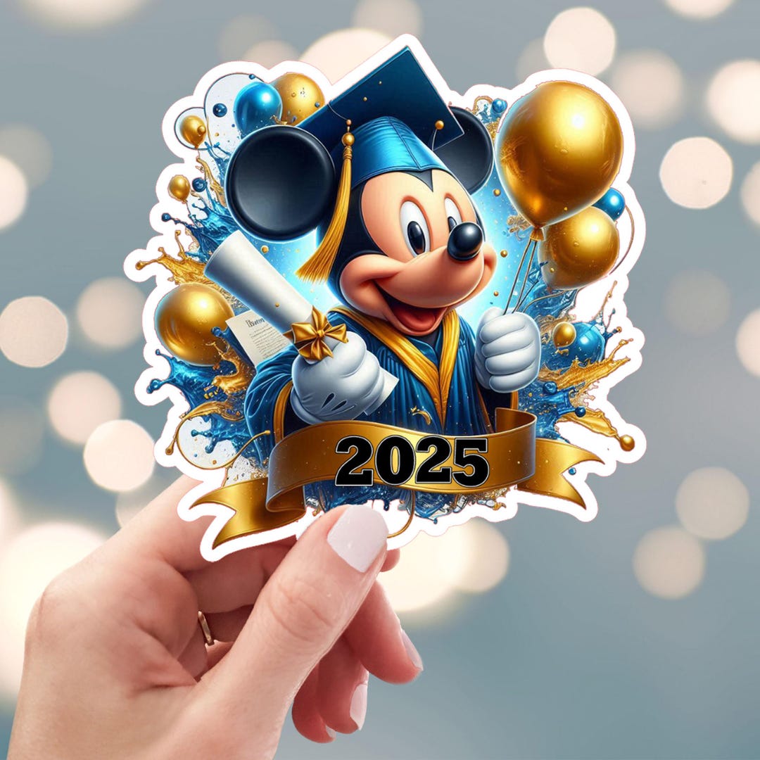 Mickey Mouse Graduation Sticker, Mickey Graduate Sticker, Graduation ...
