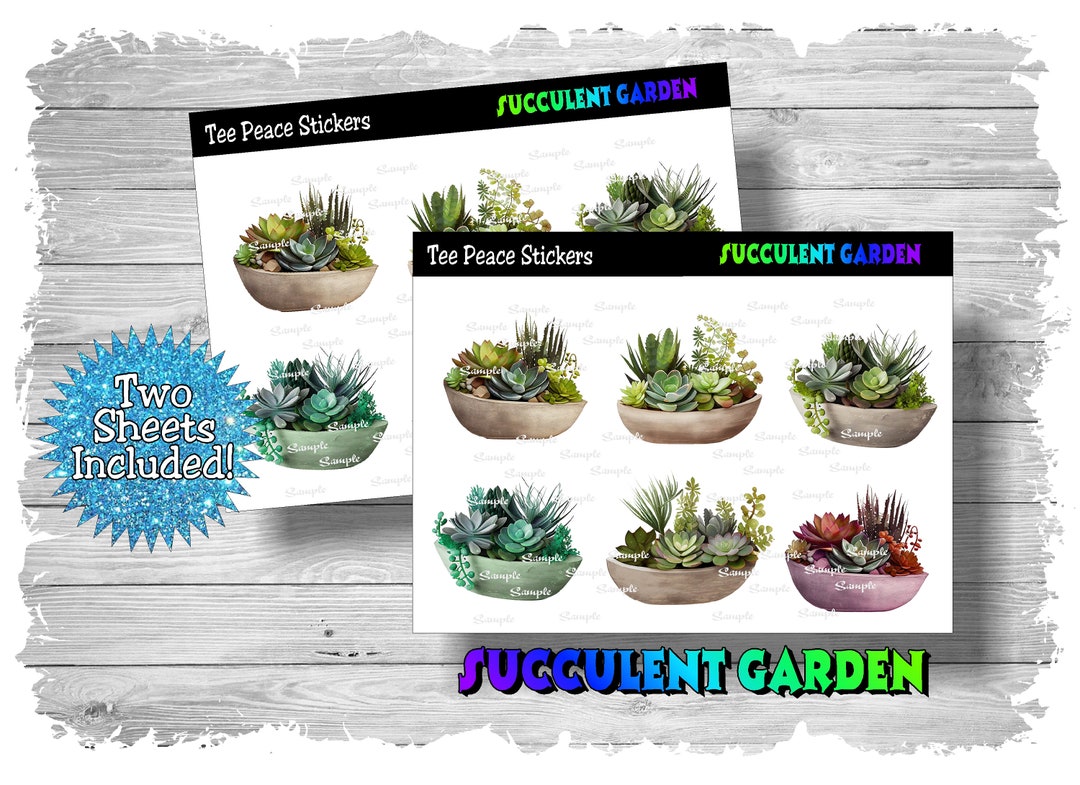 Succulent Garden Sticker Sheets, 2 Sheet Bundle, Succulent Plants ...