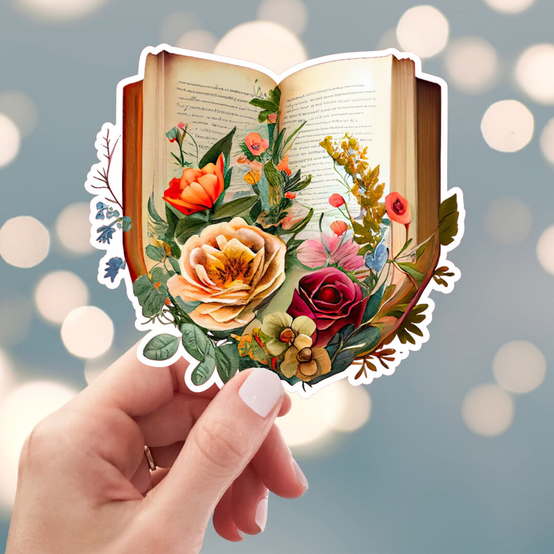 Reading A Book Sticker, Library Floral Book Sticker, Bible Sticker, I ...