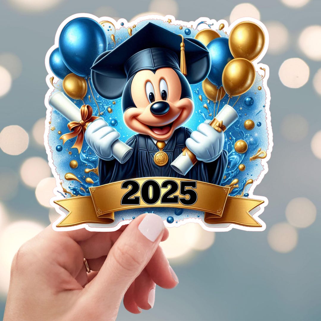 Mickey Mouse Graduation Sticker, Mickey Graduate Sticker, Graduation ...