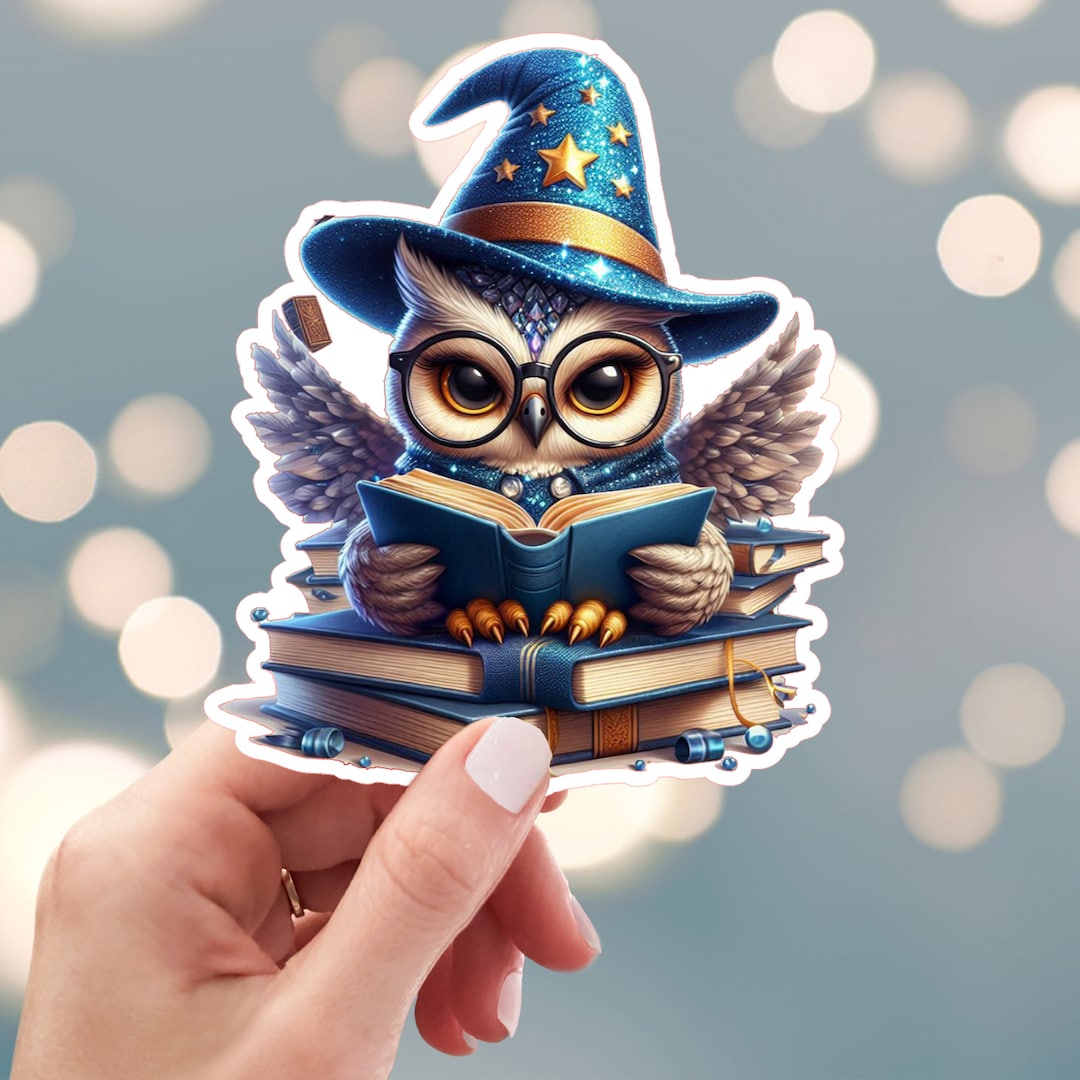 Wizarding Owl Sticker, Wizard School Books Sticker, Witch Hat Sticker ...