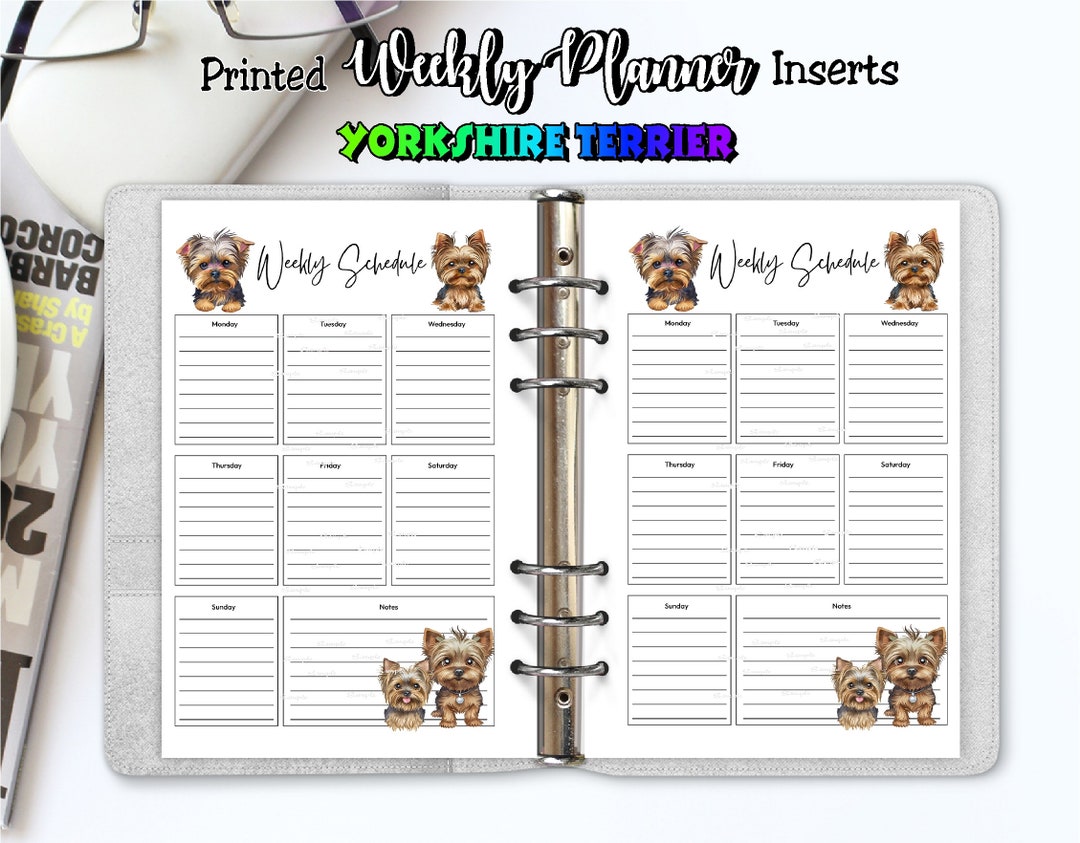 A5 Weekly Planner Inserts, Yorkshire Terrier Planner Pages, Yorkie ...