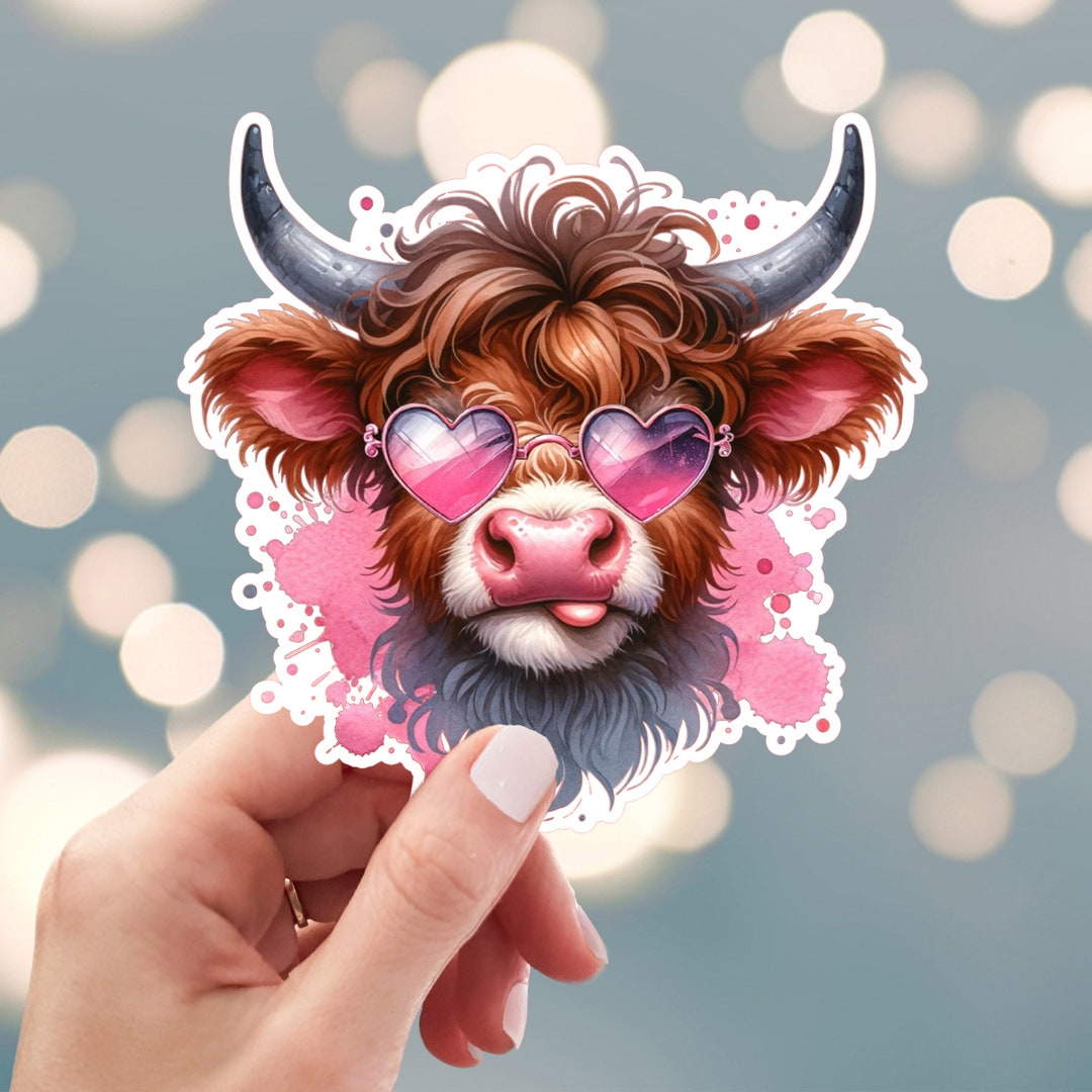 Highland Cow Sticker, Highland Cow Sticker, Funny Cow Sticker ...