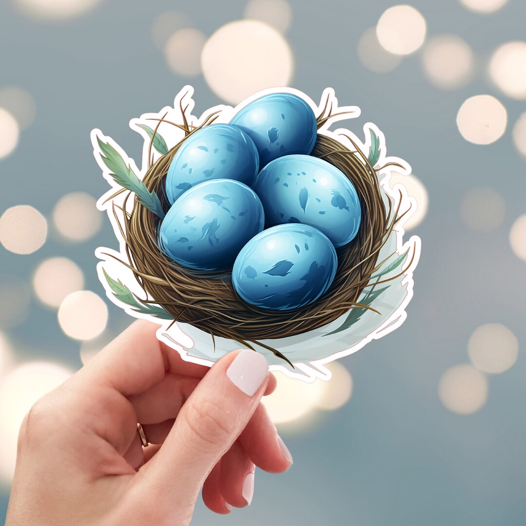 Blue Bird Eggs Sticker, Bird Nest Sticker, Baby Bird Eggs Sticker, Blue ...