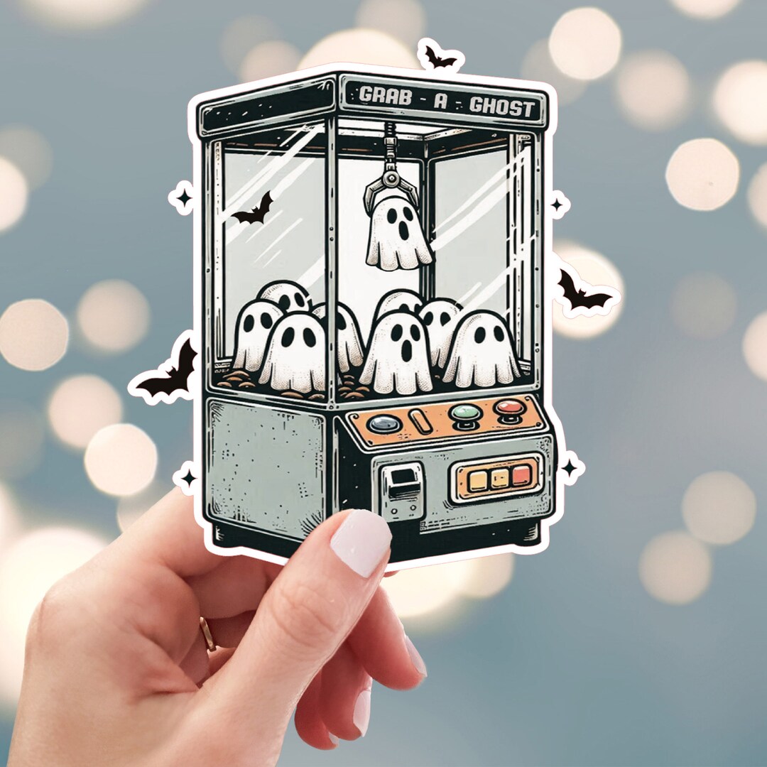 Ghost Claw Machine Sticker, Ghost Game Sticker, Creepy Ghosts Sticker ...