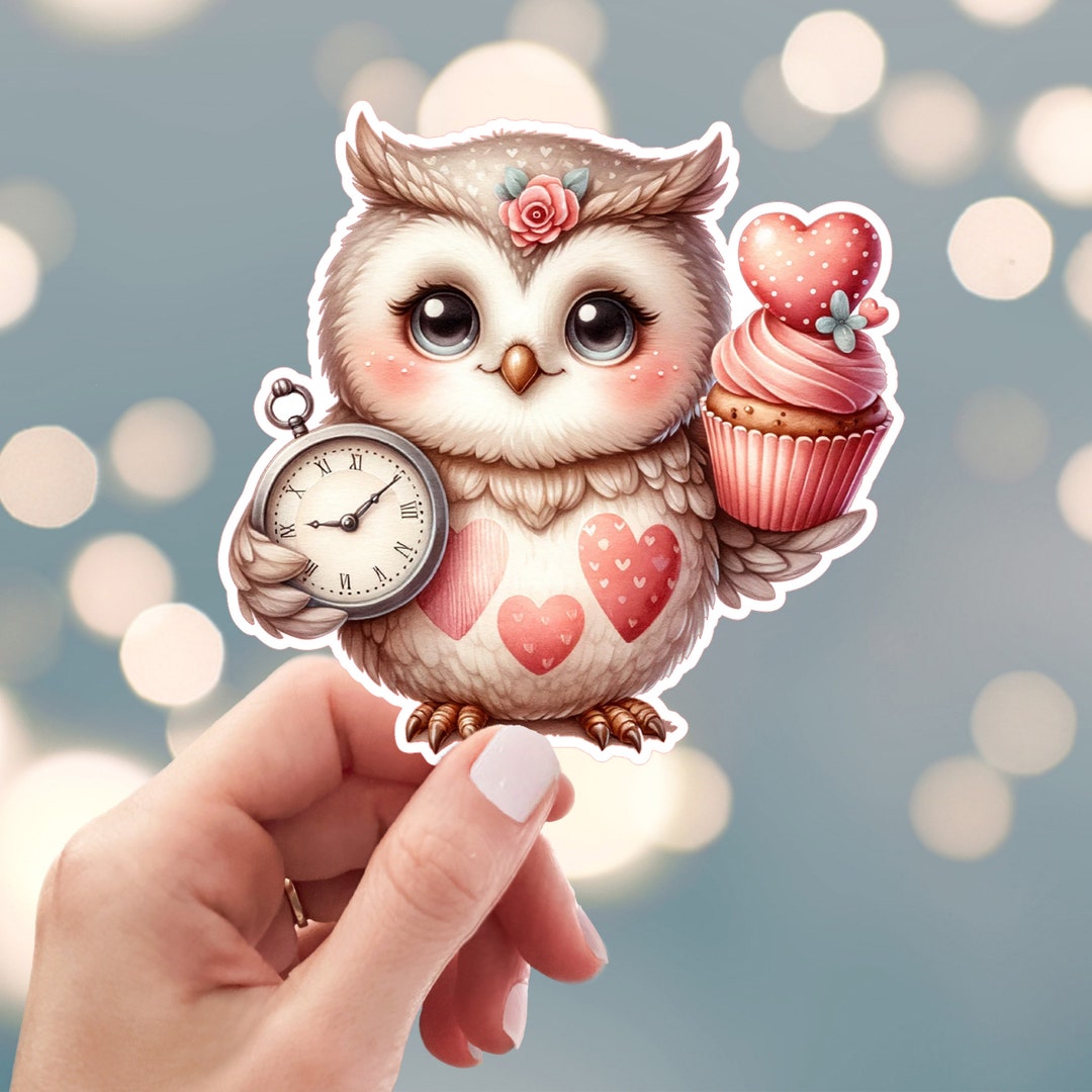 Owl Sticker, Own Cupcake Sticker, Frosted Birthday Cupcake Sticker ...