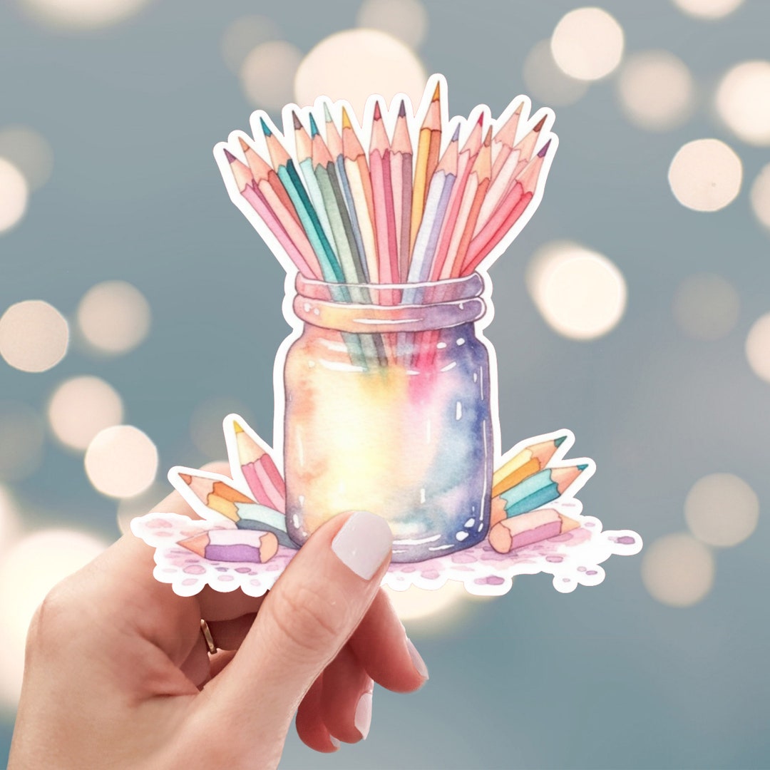 Schools Pencils Sticker, Jar of Pencils Sticker, Color Pencils Sticker ...