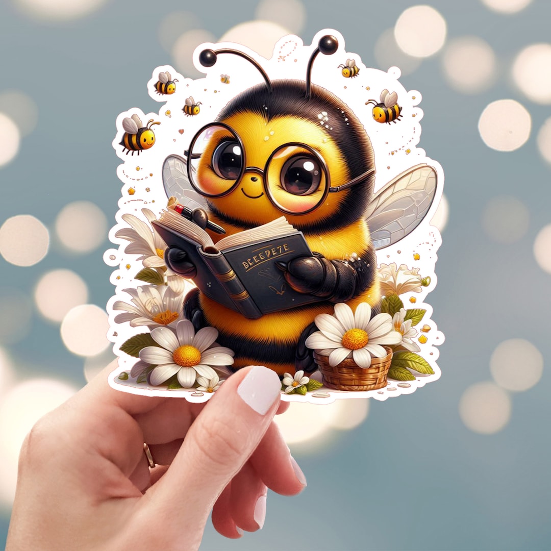 Bumble Bee Sticker, Reading Bee Sticker, Honey Bee Sticker, Daisy ...