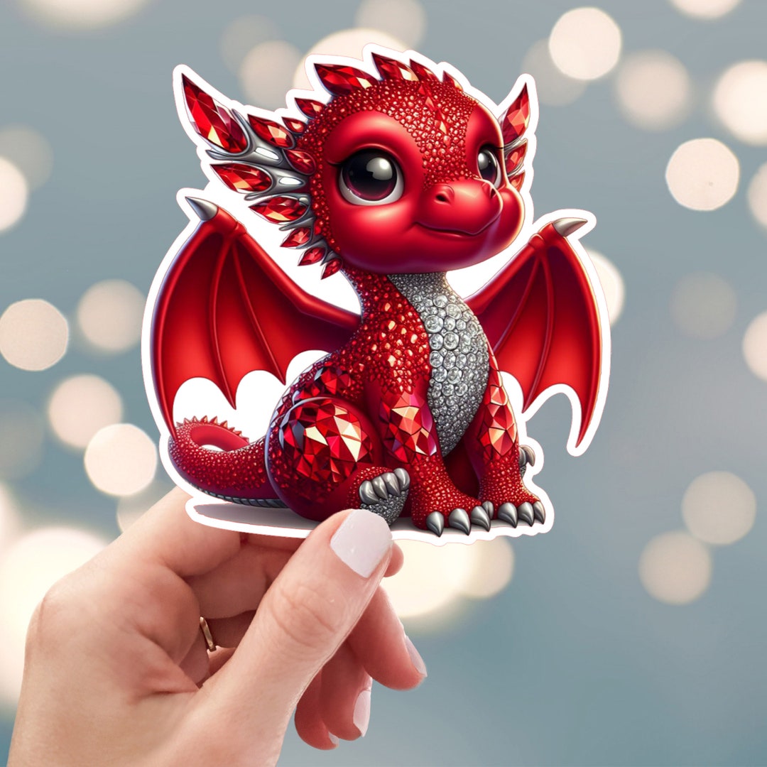 Ruby Dragon Sticker, Garnet Gem Dragon Sticker, Flying Red Dragon ...