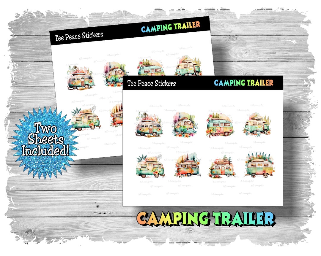 Camping Trailer Sticker Sheets, 2 Sheet Bundle, Camper Stickers, Summer ...