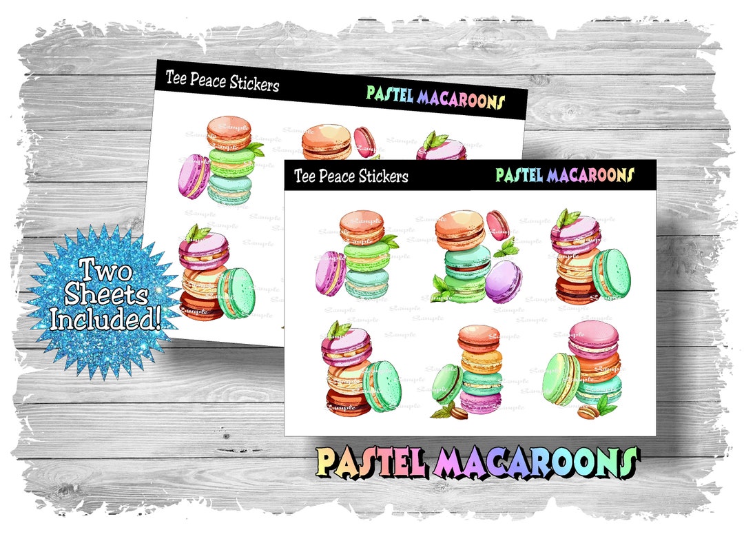 Macaroon Sticker Sheets, 2 Sheet Bundle, Macaroon Stickers, Macaroon ...