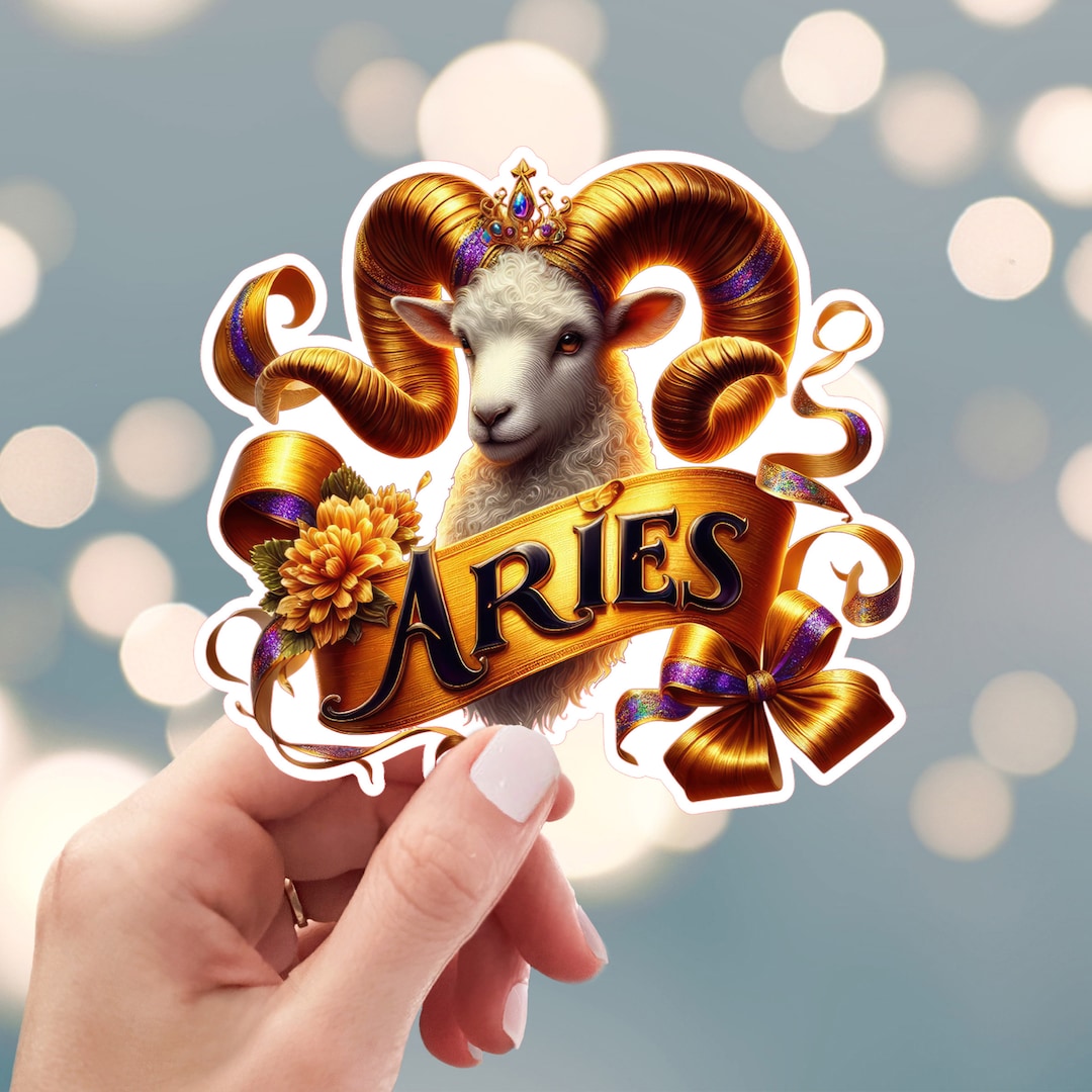 Aries Sticker, Astrological Sign Sticker, Festive Aries Sticker, Zodiac ...