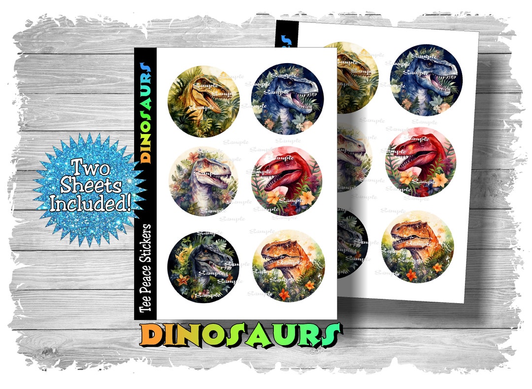Dinosaur Sticker Sheets, 2 Sheet Bundle, Jurassic Dinosaur Planner ...