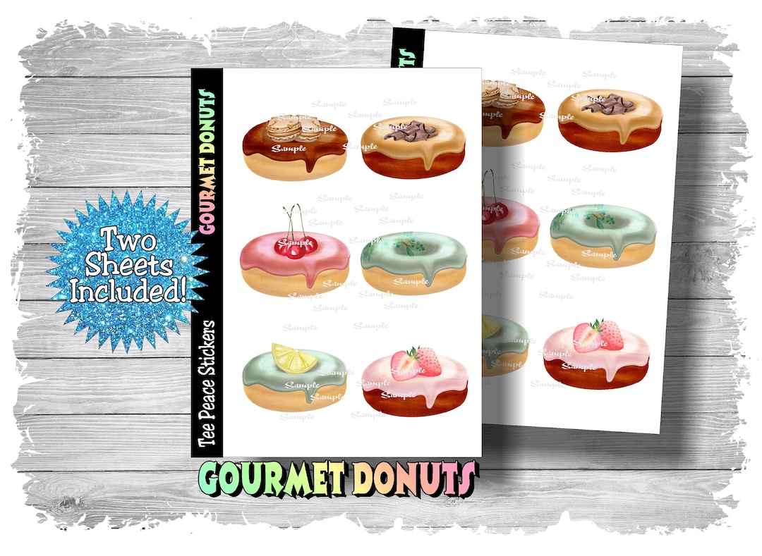 Gourmet Donuts Sticker Sheets, 2 Sheet Bundle, Bakery Donuts Planner ...