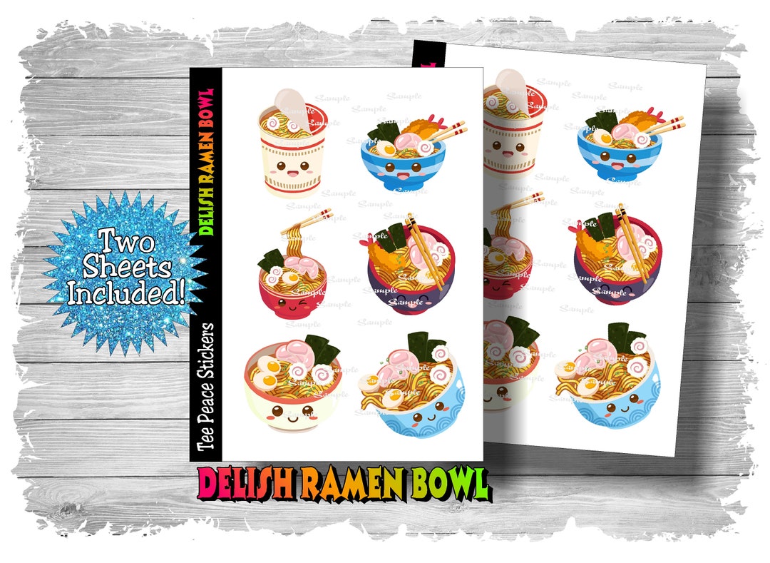 Ramen Noodle Sticker Sheets, 2 Sheet Bundle, Ramen Bowl Planner ...