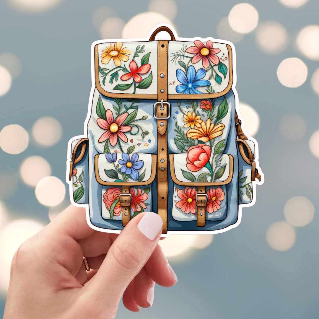 Floral Backpack Sticker, School Backpack Sticker, Vintage Backpack ...