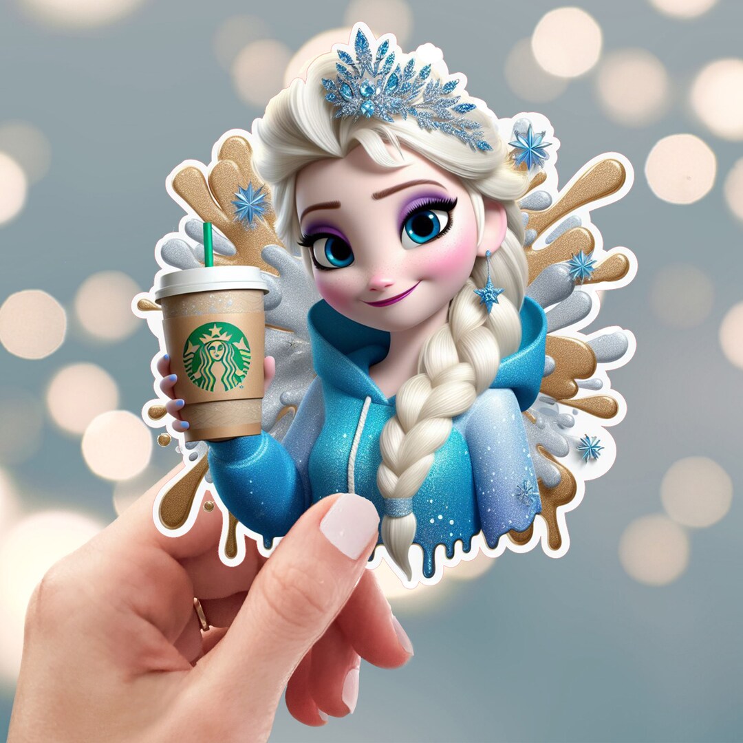Elsa Frozen Coffee Sticker, Iced Coffee Sticker, I Love Coffee Sticker ...