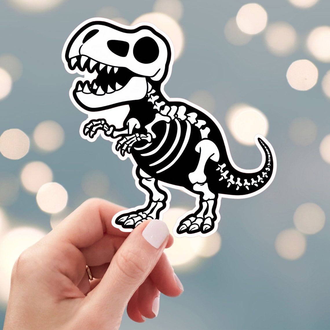 Dinosaur Bear Skeleton Sticker, Halloween Sticker, Spooky Dino Sticker ...