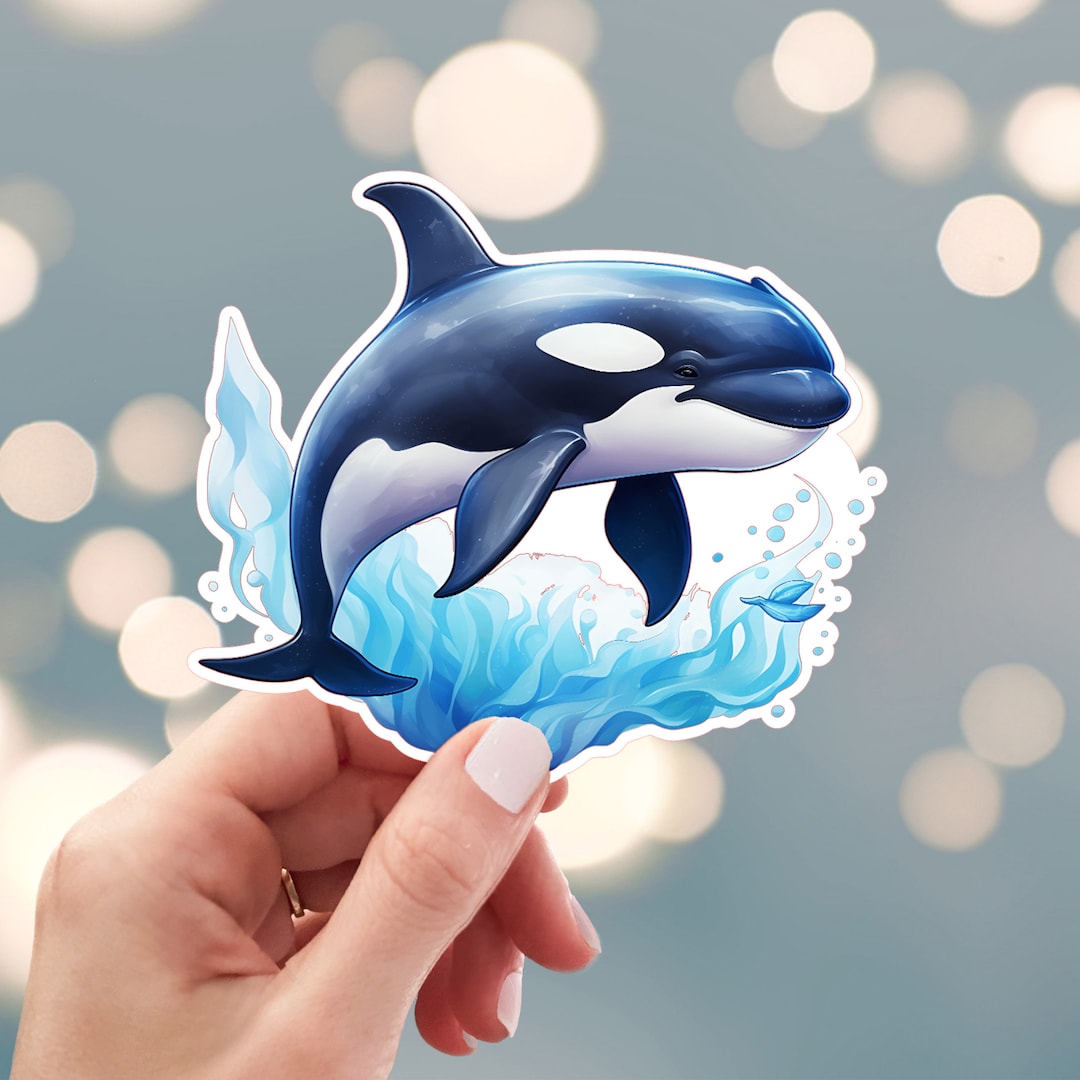 Orca Sticker, Killer Whale Sticker, Whale Art Sticker, Ocean Creature ...