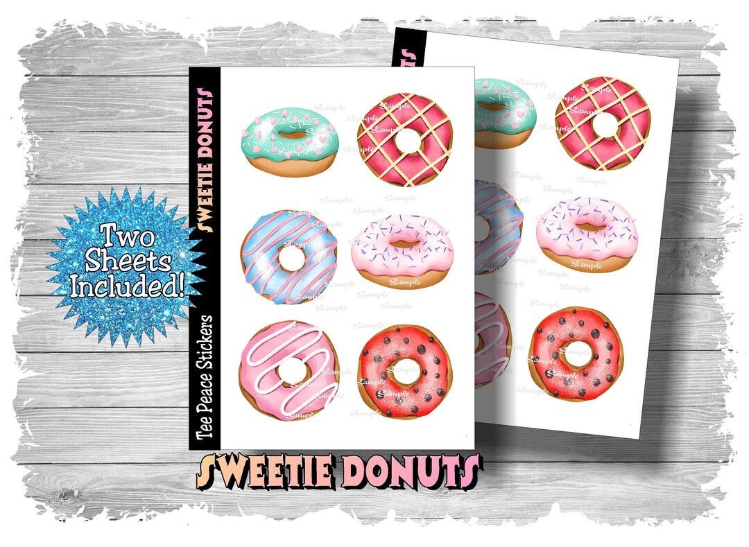 Frosted Donuts Sticker Sheets, 2 Sheet Bundle, Pink Donuts Planner ...