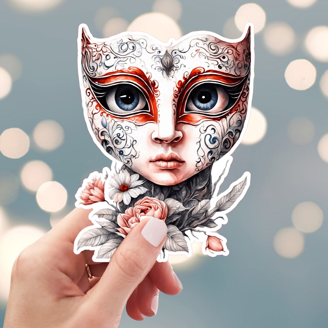 Theatre Mask Sticker, Mardi Gras Mask Sticker, Masquerade Ball Mask ...