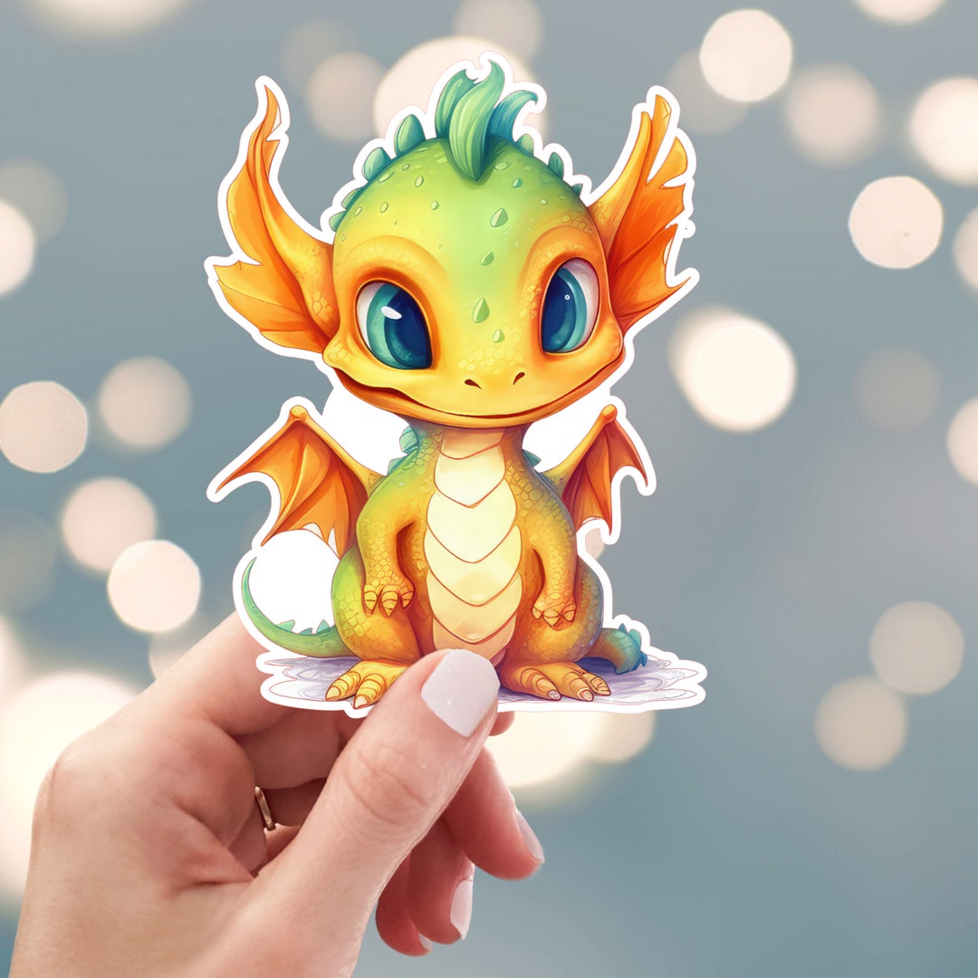 Green Gold Dragon Sticker, Golden Dragon Sticker, Winged Dragon Sticker ...
