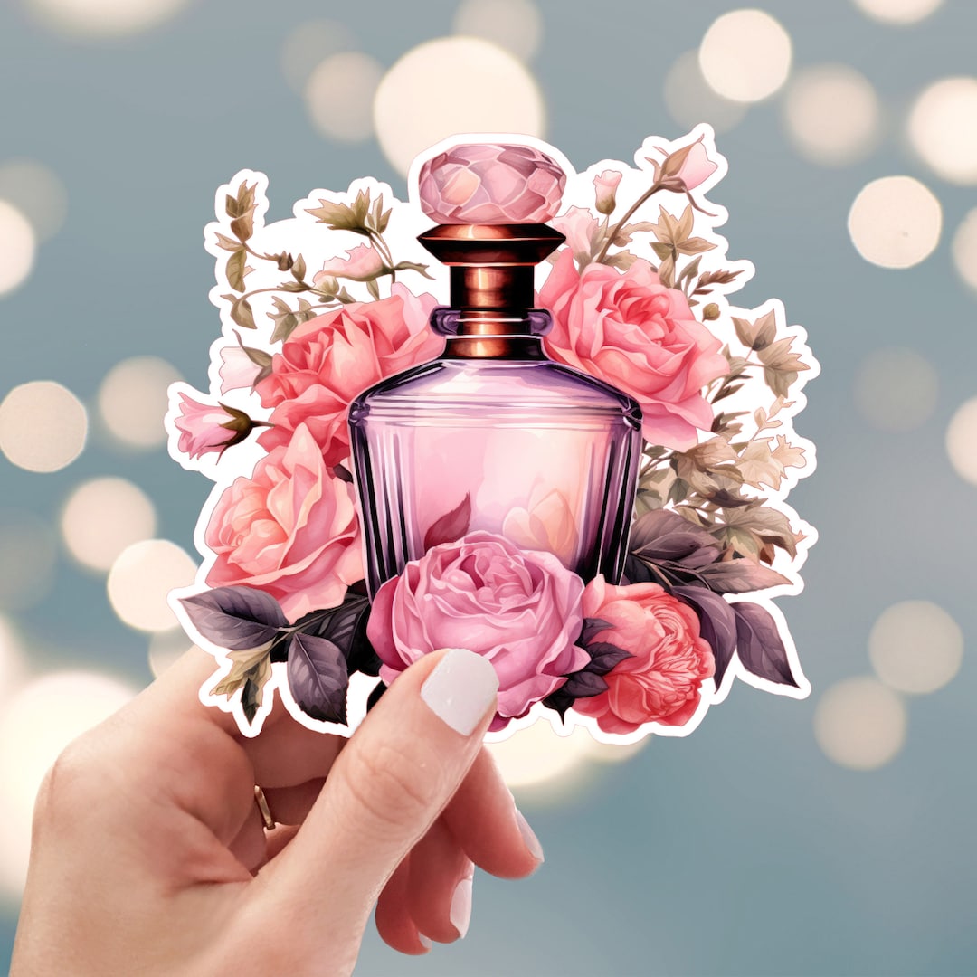 Perfume Bottle Sticker, Floral Perfume Sticker, Bottle of Cologne ...