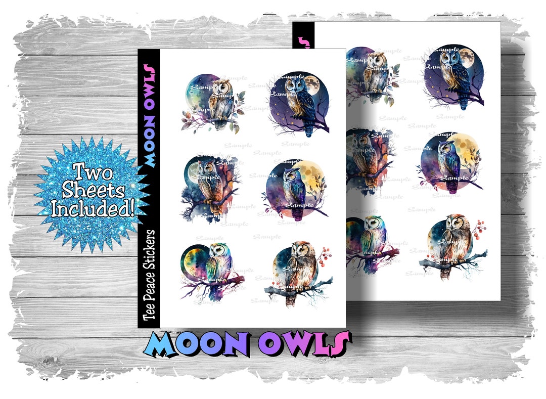 Owl Moon Sticker Sheets, 2 Sheet Bundle, Owl Sticker Stickers, Wildlife ...