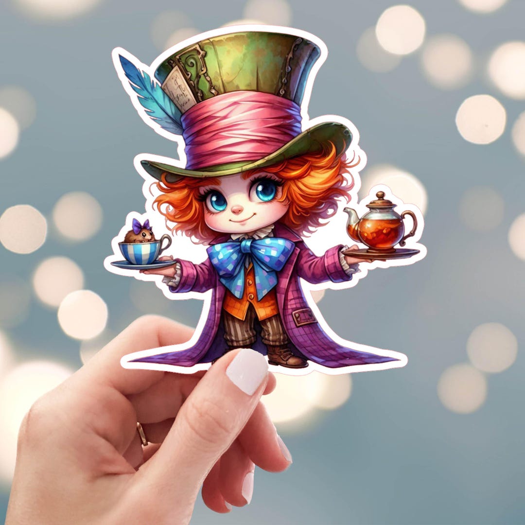 Mad Hatter Sticker, Alice in Wonderland Sticker, Tea Party Sticker ...