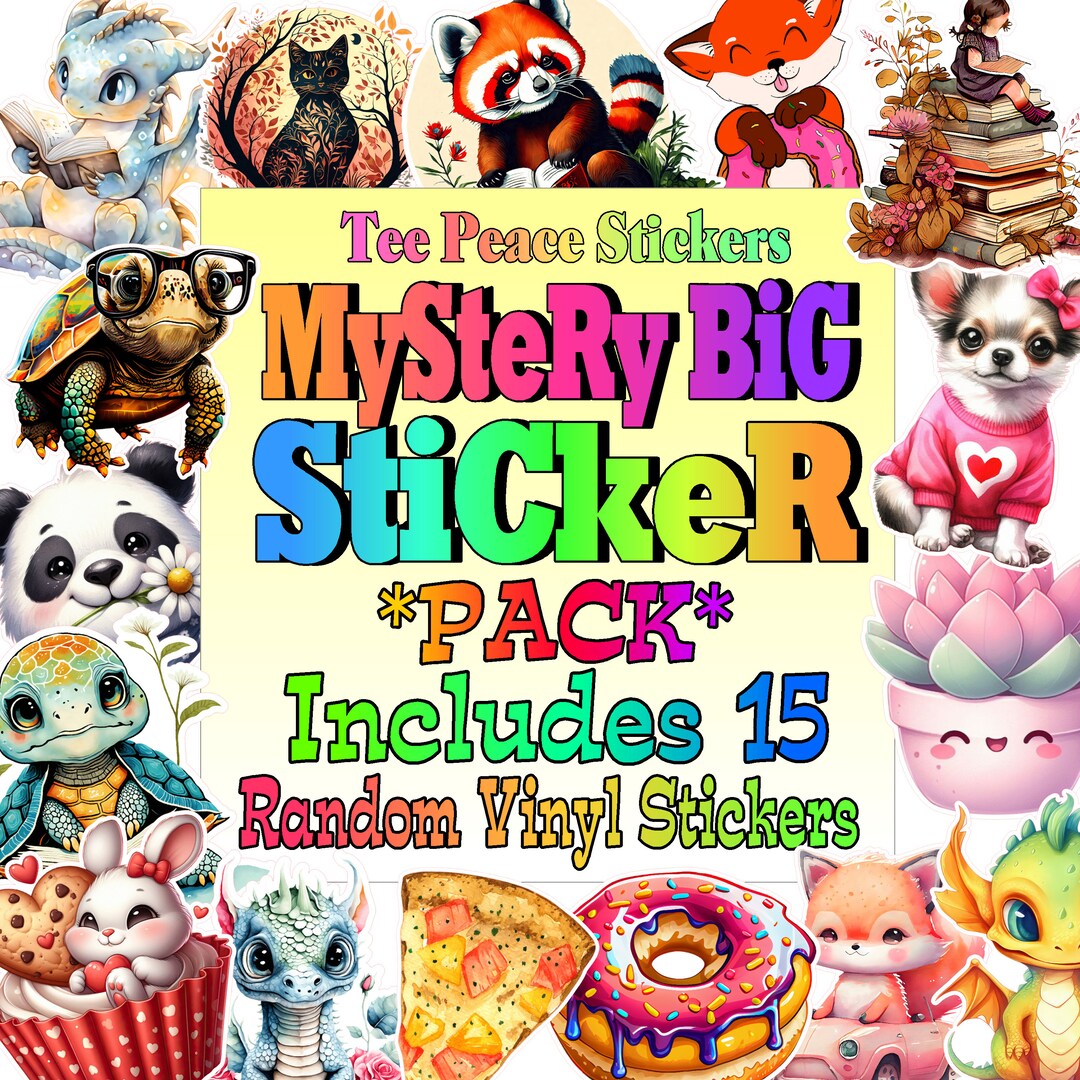 Mystery Pack of 15 BIG Stickers, Vinyl Sticker Pack, Phone Case ...