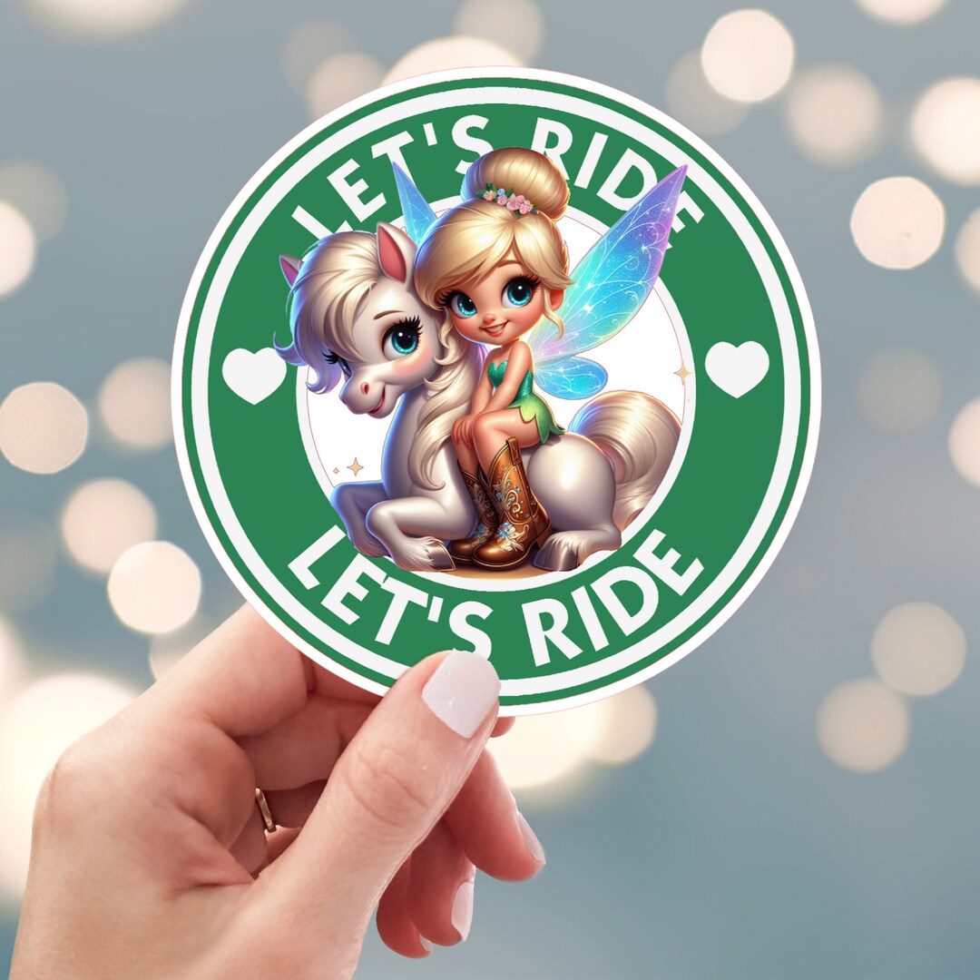 Tinkerbell Fairy Sticker, Horse Riding Sticker, Let's Ride Sticker ...