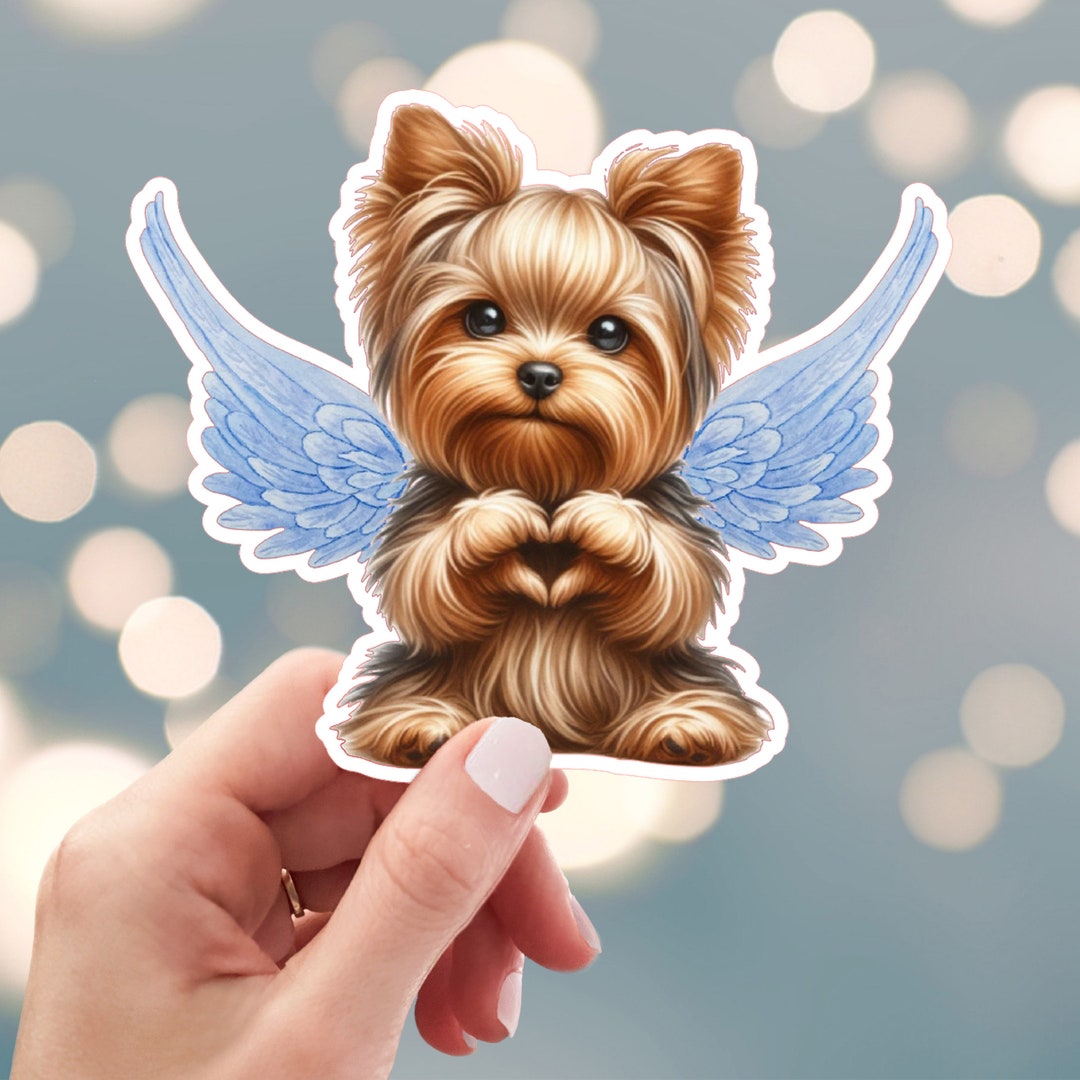 Yorkie Angel Sticker, Fur Baby Love Sticker, Yorkshire Terrier Sticker ...