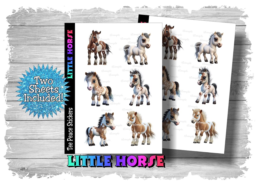 Little Horse Sticker Sheets, 2 Sheet Bundle, Little Pony Stickers, Cute ...