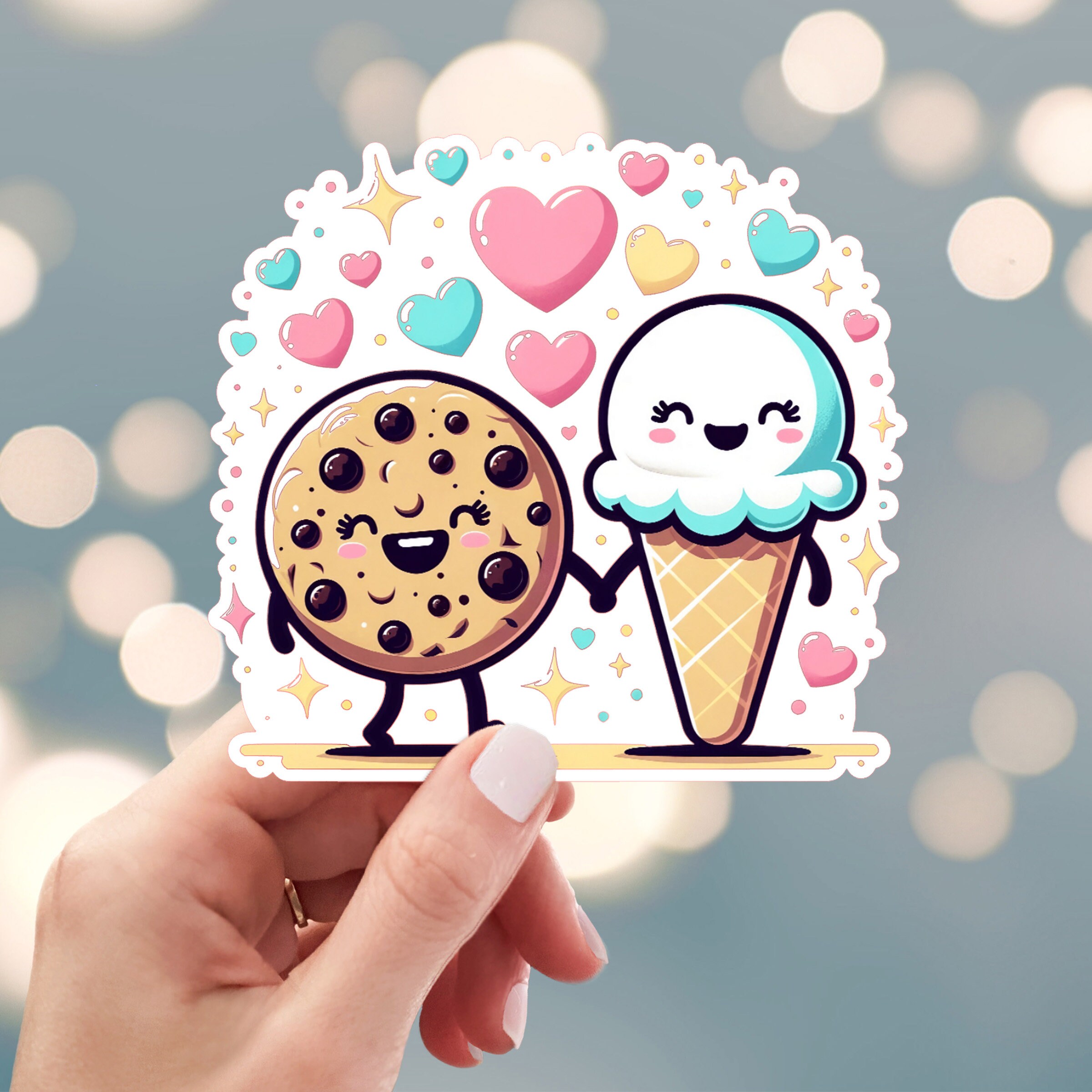 Ice Cream & Cookie Sticker, Perfect Pair Sticker, Chocolate Chip Cookie ...