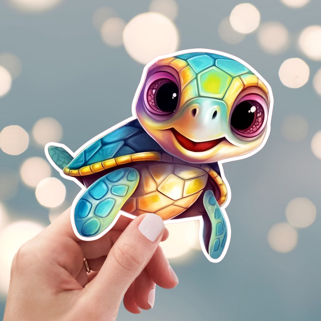 Sea Turtle Sticker, Baby Turtle Sticker, Blue Green Turtle Sticker ...