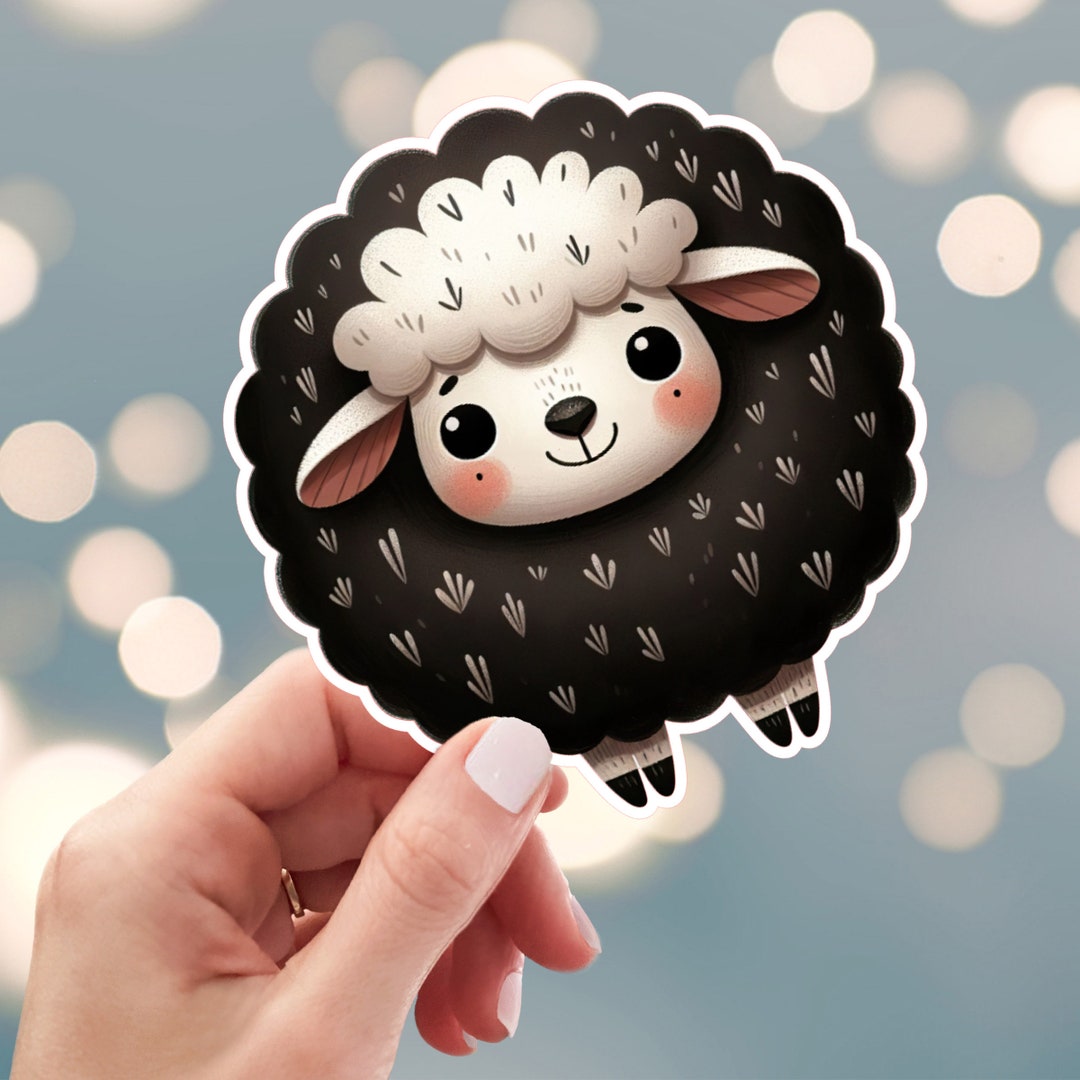 Black Sheep Sticker, Farm Sheep Large Sticker, Kawaii Black Lamb ...