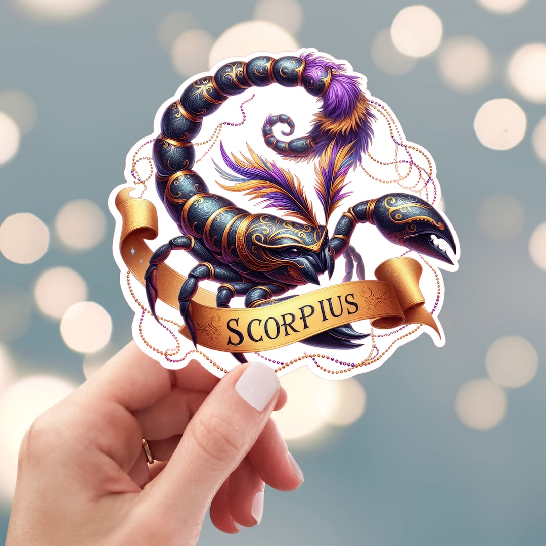 Scorpius Sticker, Astrological Sign Sticker, Festive Scorpio Sticker ...