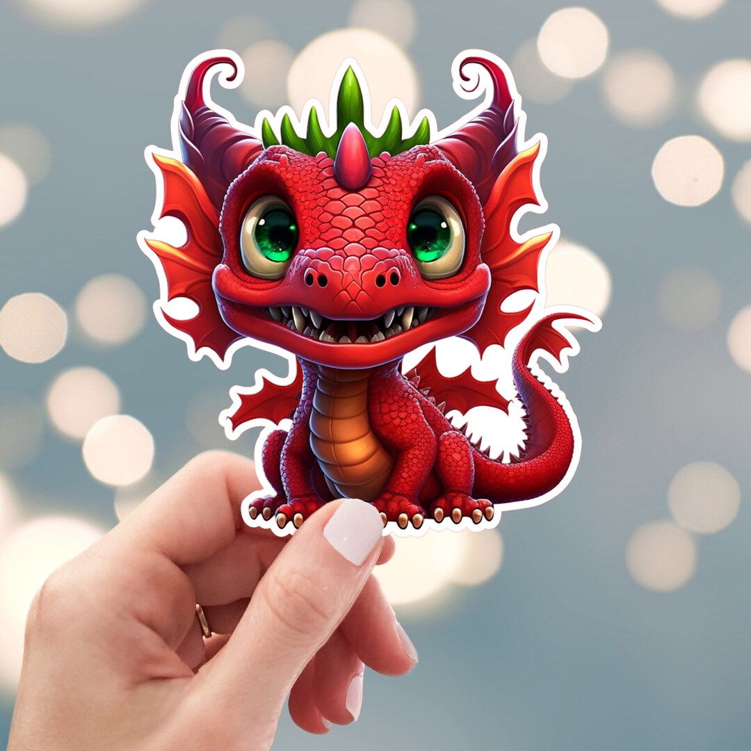 Dragon Sticker, Scarlet Dragon Sticker, Flying Fire Red Dragon Sticker ...