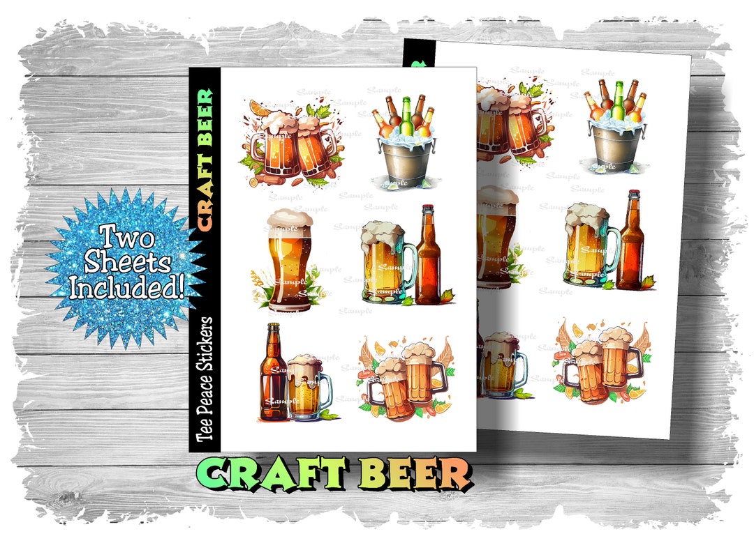 Craft Beer Sticker Sheets, 2 Sheet Bundle, Beer Bottle Stickers, Beer ...