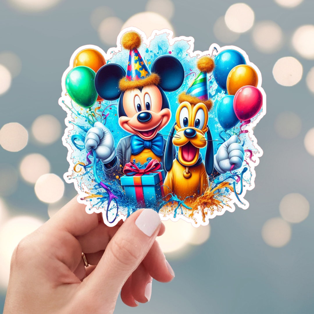 Mickey Mouse Pluto Birthday Sticker, Birthday Party Sticker, Mickey ...