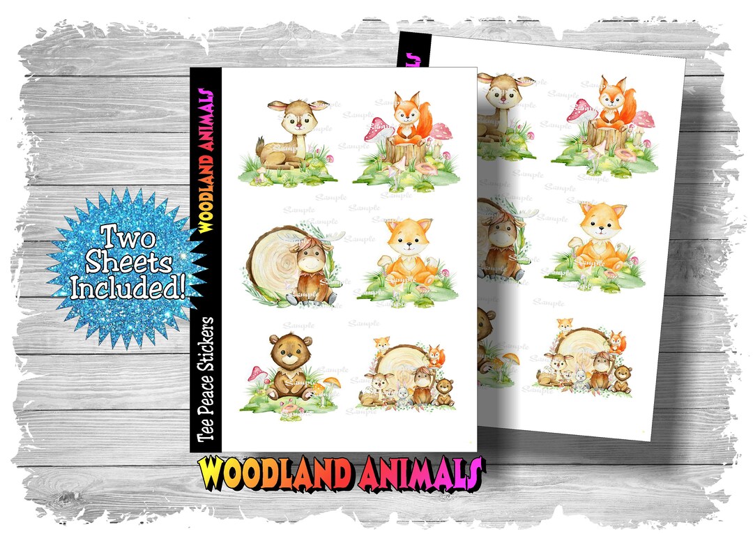 Woodland Animal Sticker Sheets, 2 Sheet Bundle, Baby Animal Planner ...