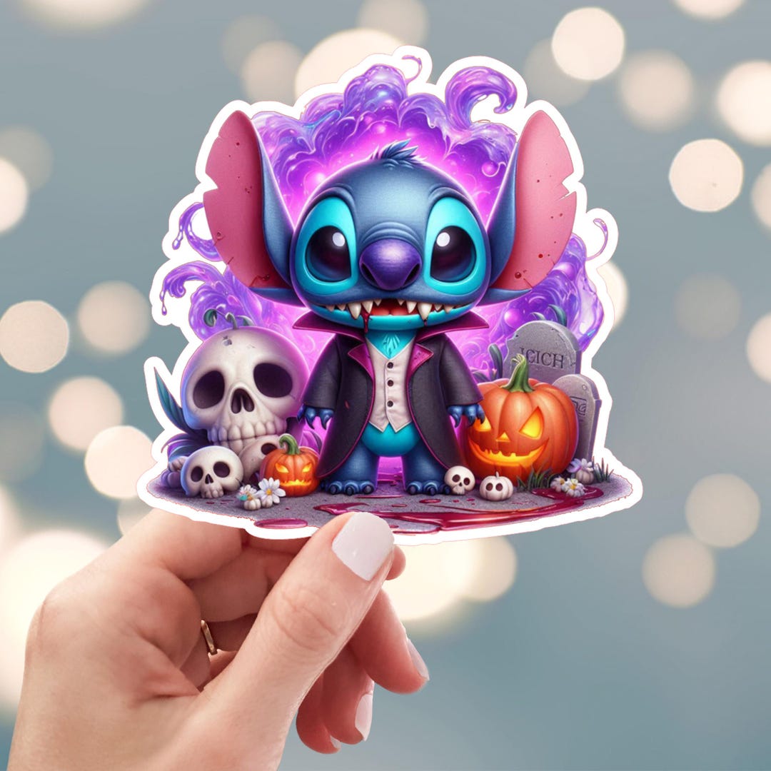 Vampire Stitch Sticker, Halloween Stitch Sticker, Creepy Skull Pumpkin ...