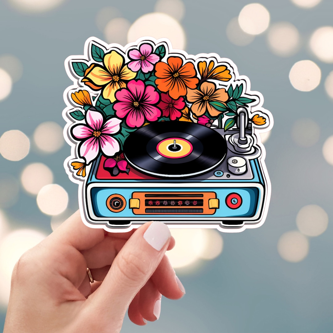 Record Player Sticker, Vinyl Records Sticker, Vintage Hifi Sticker ...