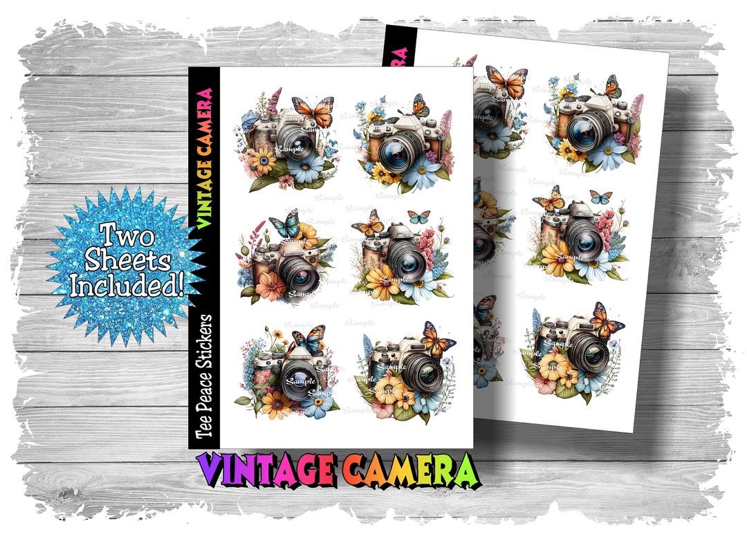 Vintage Camera Sticker Sheets, 2 Sheet Bundle, Photographer Stickers ...