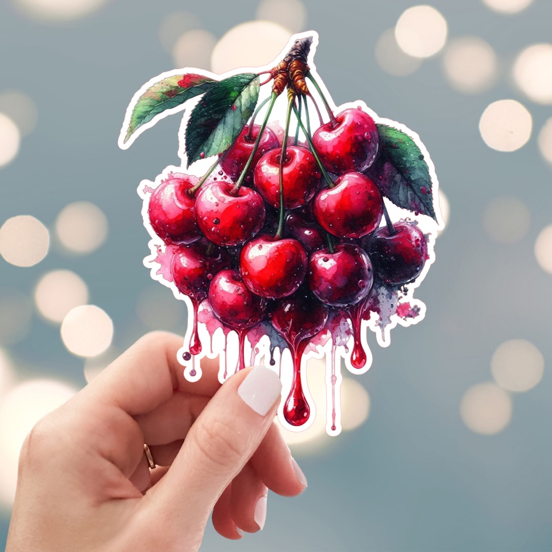 Bunch of Cherries Sticker, Red Cherries Sticker, Cherry Sticker, Fruit ...