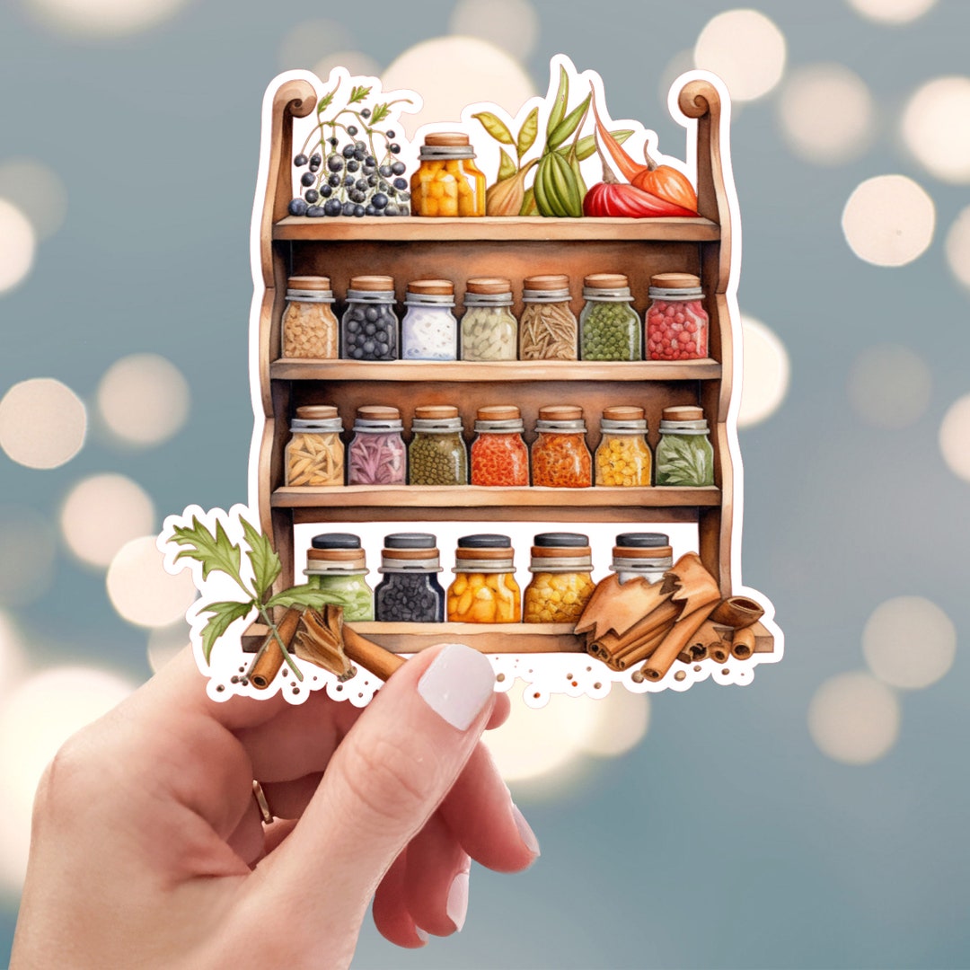 Spices Shelf Sticker, Garden Herbs Sticker, Bottled Spices Sticker ...