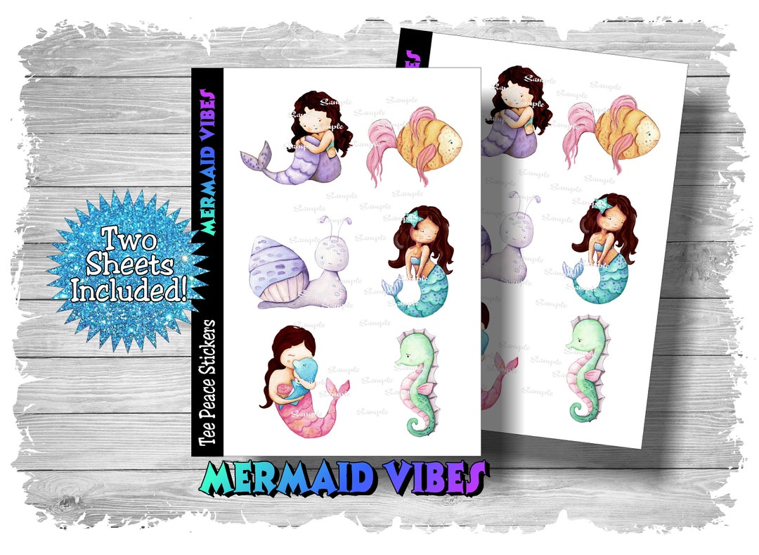 Mermaid Sticker Sheets 2 Sheet Bundle Mermaid Vibes Planner - Etsy