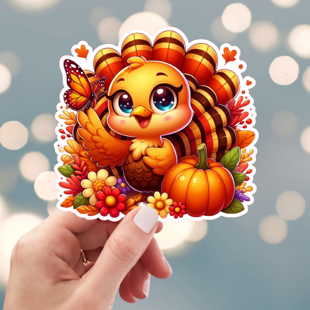 Turkey Sticker, Thanksgiving Turkey Sticker, Fall Turkey Sticker ...