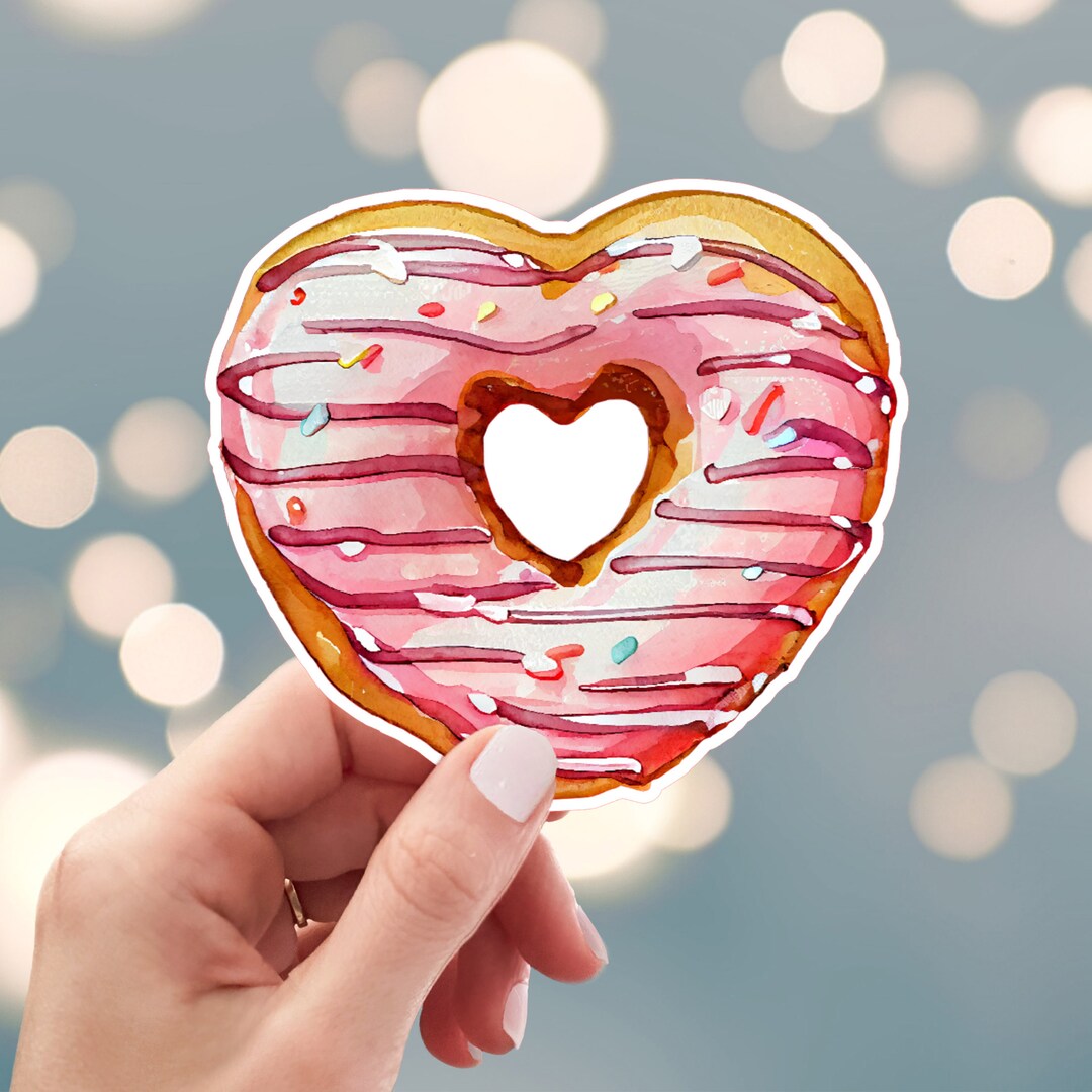 Heart Donut Sticker, Strawberry Donut Sticker, Donut Sprinkles Sticker ...